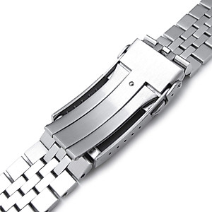 MiLTAT 22mm Super-JUB Watch Band compatible with Seiko 5 Sports SRPD51 SRPD55 SBSA003, V-Clasp, Brushed