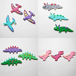 TINGSING Dinosaur Cookie Cutters, 7 Pieces Dinosaur Biscut Cutter Stainless Steel Dinosaur Shapes Baking Mold Fondant Candy Food Sandwich Cutters for Kids Dinosaur Theme Birthday Party Supplies