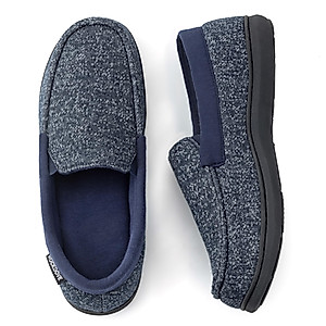 RockDove Men's Tweed Memory Foam Moc Slipper, Size 12 US Men, Navy