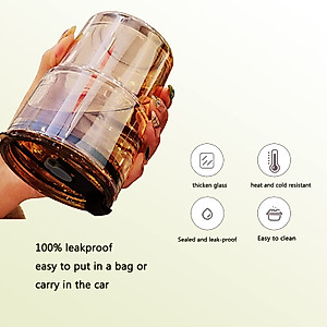BLUEPOLAR 13oz/400ml Tumbler Water Glass, Water Bottle with Straw and Lid Sealed Carry on, Glass Coffee Mug Iced Tea Cup Thick Wall Insulated Glass Cup (Gray)