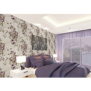 Peel and Stick Decorative Purple Peony Floral Shelf Liner Contact Paper for Kitchen Cabinets Dresser Drawer Refrigerator Table Pantry Closet Vanity Desk Wall Furniture Decal Sticker (17.7x78.7 Inches)