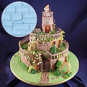 JOERSH 6 Pack Fondant Impression Mat Wood Fondant Mold Set, Embossed Tree Bark/Brick Wall/Flower/Cobblestone/Stone Wall Texture Design Mold for Chocolate Cupcake Topper Wedding Cake