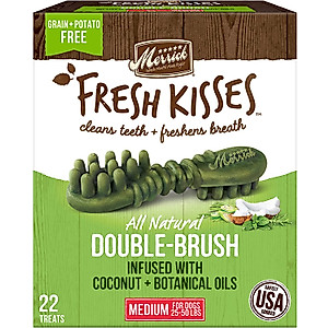 Aurora Pet Variety Pack (2) Merrick Fresh Kisses Double-Brush Medium Dental Dog Treats (1) Coconut + Botanical Oils (1) Mint-Flavored Breath Strips with AuroraPet Wipes