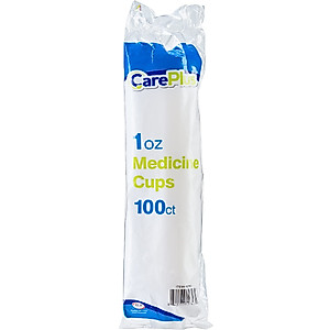 Care Plus (100 Count 1oz) Disposable Medicine Cups with Embossed Measurements Marking, for liquid and dry medication