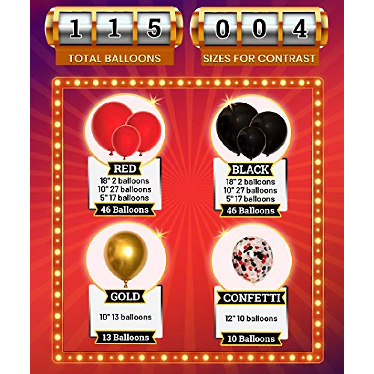 100 pc Red Black and Gold Balloon Garland Kit - Red Black and Gold Balloon Arch Kit - Red Black Gold Balloon Garland Kit - Red Black Gold Balloon Arch Kit