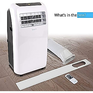 SereneLife SLPAC10 SLPAC 3-in-1 Portable Air Conditioner with Built-in Dehumidifier Function,Fan Mode, Remote Control, Complete Window Mount Exhaust Kit, 10,000 BTU, White