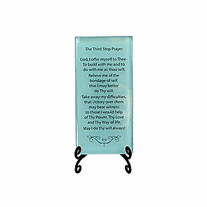 Lifeforce Glass The Third Step Prayer Inspirational Glass Plaque. Beloved Prayer Provides Loving Support and Encouragement for Those in Recovery. Includes Folding Easel Seafoam.