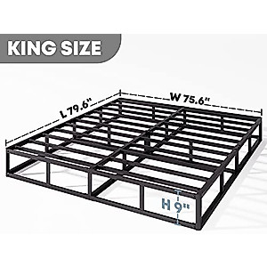 RLDVAY King-Box-Spring, 9 inch Metal King Size Box Spring Only, Heavy Duty Box Spring King with Fabric Cover, Easy Assembly, Non Slip, Noise Free