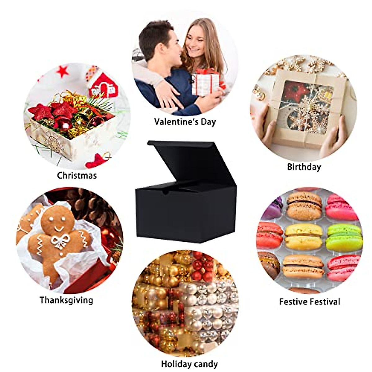 NIGNYA Black Gift Boxes, 20 pcs Large Gift Boxes with Lids Bridesmaid Proposal Box Weddings Party for Presents, 6x6x4 inch, Easy Assemble