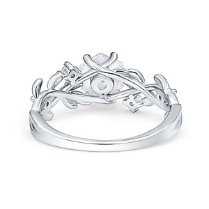 OMRANII Simulated Cubic Zirconia Size-9 Hexagon vintage style Wedding Engagement Ring Round CZ 925 Sterling Silver