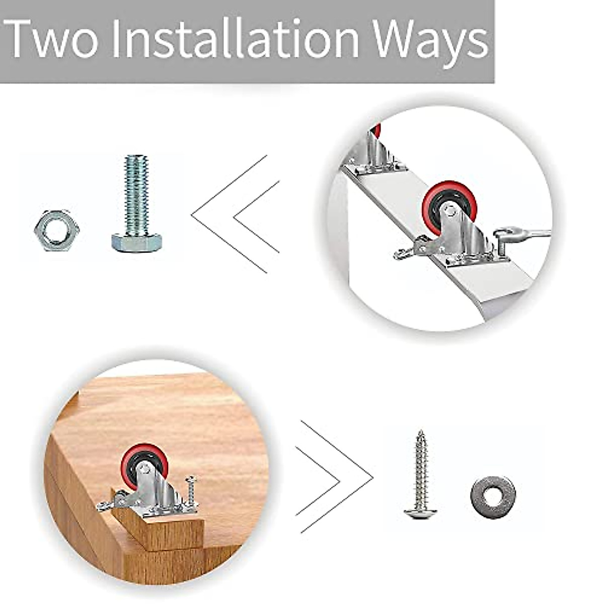 Caster Wheels 3 inch Set of 4, with Safety Dual Locking Bearing Casters, and Polyurethane Foam No Noise Wheels, Heavy Duty - 250 Lbs Per Casters(Bonus of 2 Hardware Kits)