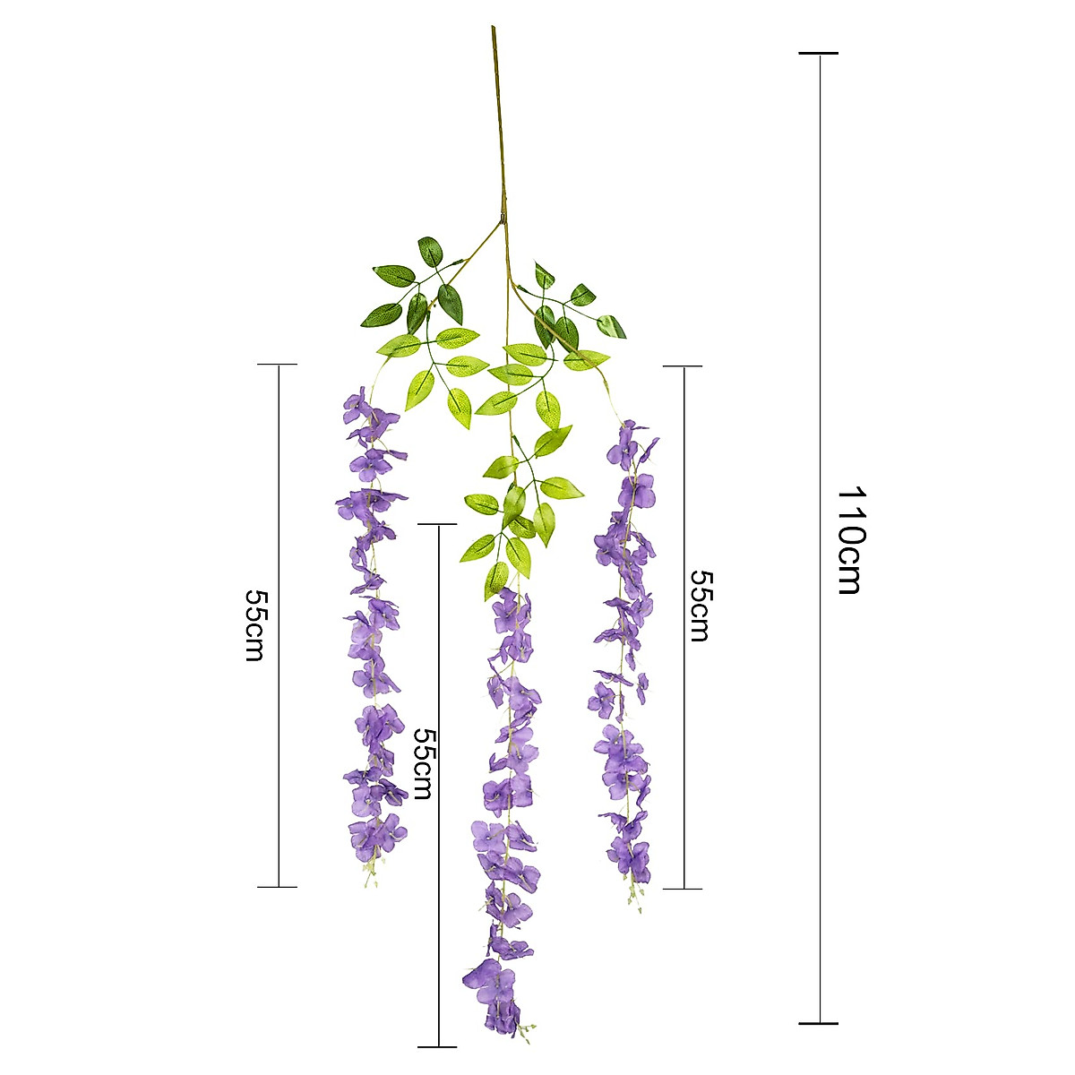 Attmu 8 Pack Artificial Flowers Wisteria Hanging Flowers 3.6 Feet/Piece Vine Ratta String for Home Office Wedding Wall Garden Outdoor Party Decoration (Purple)
