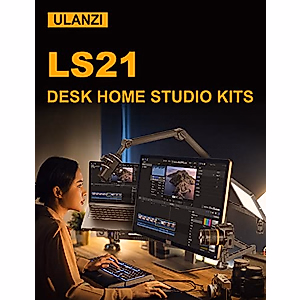 Home Stream Camera Desk Mount - LS21 Desktop Overhead Camera Mount Flexible Microphone Boom Arm + Laptop Stand Mount + 2 Extension Magic Arm for Webcam DSLR Ring Light Laptop Mic