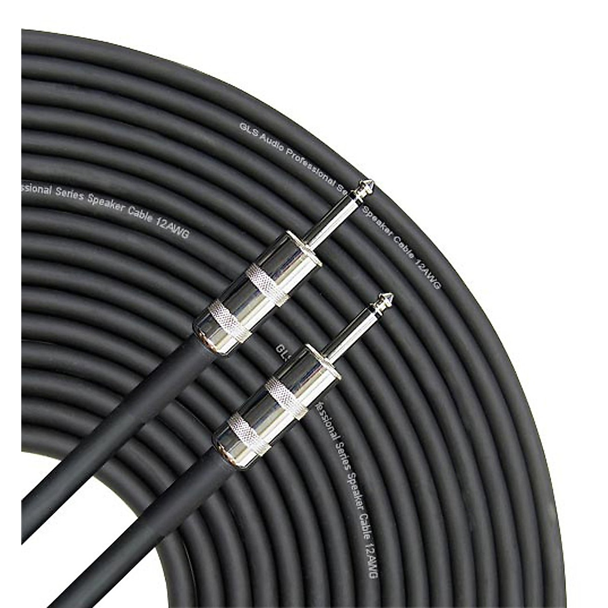 GLS Audio Speaker Cable 1/4" to 1/4" - 12 AWG Professional Bass/Guitar Speaker Cable for Amp - Black, 25 Ft.