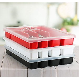 Zilpoo Flatware Tray with Lid, Plastic Camper Picnic Cutlery and Utensil Drawer Organizer, Kitchen Silverware Storage Container with Cover, White