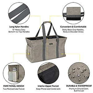 BALEINE Extra Large Utility Tote Bag with Wire Frame for Storage (Yellow, 22''x12''x10'')