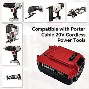 VANON PCC685L 6.5Ah 20V Battery Replace for Porter Cable 20V Battery MAX Lithium-Ion PCC682L PCC685LP PCC680L,2Pack