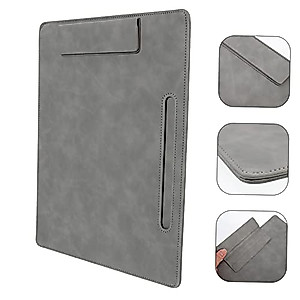 Ciieeo Folder Board Folder Organizer Magnetic Clipboard Document Organizer A4 File Organizer Exam Paper Base Paper File Organizer Office Document Clip Office Grey Cup Holder Pu Metal