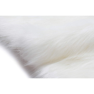 Caracilia Women's Faux Fur Bridal Wedding Shawl and Wraps Winter Warm Party Evening Fur Stole changmaobai CAFB3, White/Long Hair, Small