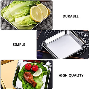 1pc Stainless Steel Dinner Plate Pork Chop Plate BBQ Plate Outdoor Camping Plate Candle Holder Tray BBQ Platter for Kids Stainless Steel Tableware Food Baby Sushi Plate