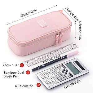 CICIMELON Durable Pencil Case Big Storage Pen Pouch Bag for School Supplies Office College Teen Girls Adults, Pink
