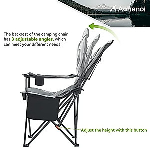 Aohanoi Camping Chairs, Camping Chairs 2 Pack Camp Chairs for Heavy People with Adjustable Angled Backrest, Outdoor Folding Camping Chairs, Folding Chairs for Outside, 350lbs (2 Pcs, Black)