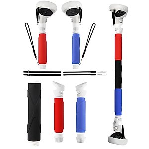 VR Game Handles Accessories,Dual/Long Handles Extension Grips for Meta/Oculus Quest 2, Comfortable Silicone Washable Multipurpose Handle for Playing Beat Saber Games