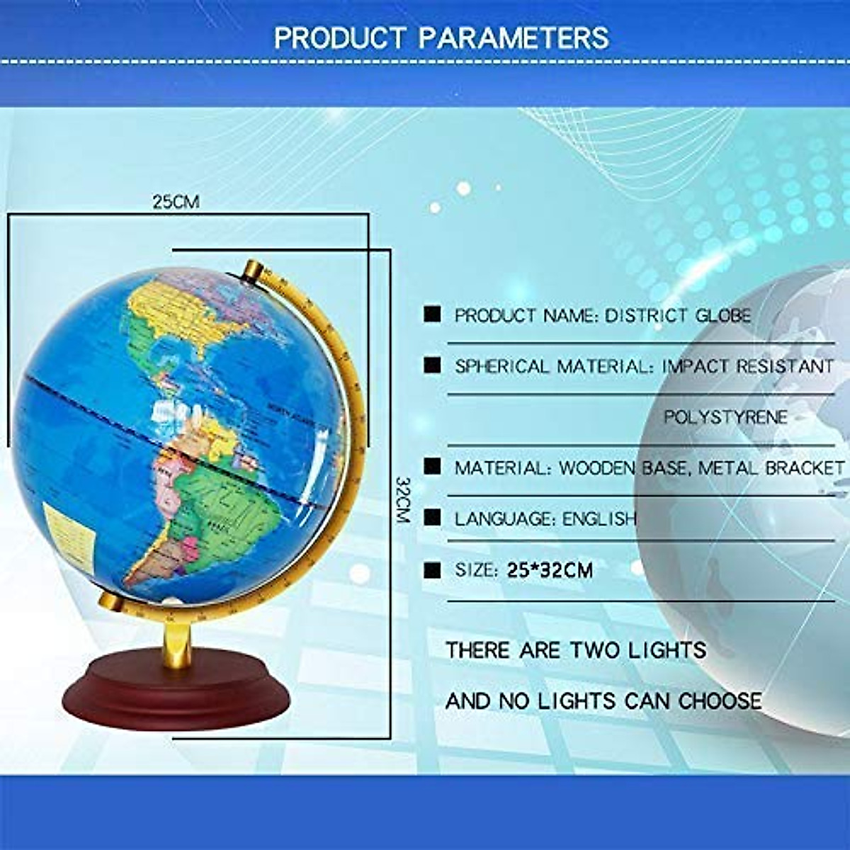 World Globe Great for Kids And Adults, 10 Inch Desk Classroom Decorative Globe with Stand, Learning Education Teaching Demo Home Office Desk Decoration