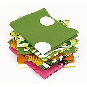 Soimoi 8 Pc Fat Quarter Bundle - Tropical Print 18"x 22" DIY Patchwork- 100% Cotton Pre-Cut Quilting Fabric (Green & Orange)