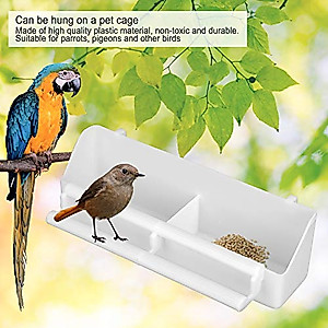 4pcs Cage Food Feeder for Bird,Double Plastic Feeding Cup,Hanging Seed Water Feeders Dispenser Standing Frame,Parrot Lovebird Dove Canary Budgerigar Sparrow