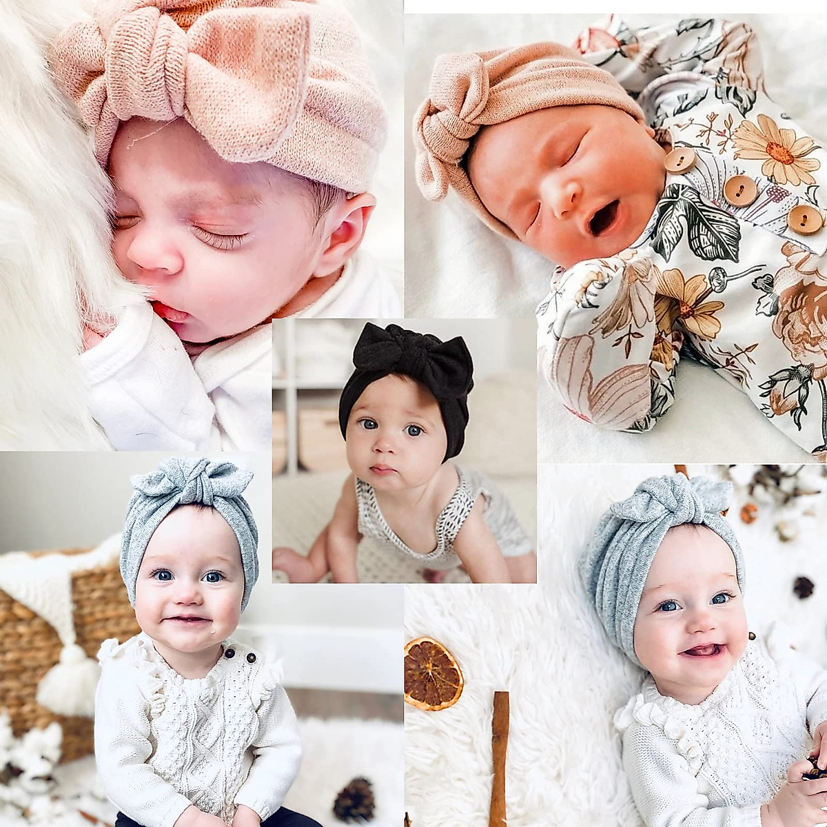 Asufegucd Baby Turban Hats Turban Bow Knot Baby Infant Beanie Baby Girl Soft Knit Toddler Cap (ASXDL20211227)
