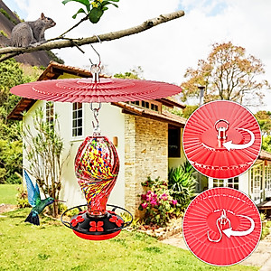 11.2" Metal Bird Feeder Rain Guard, Red Dome Shield Cover Umbrella Shade for Hummingbird Oriole Feeder, Squirrel Baffles for Bird Feeders