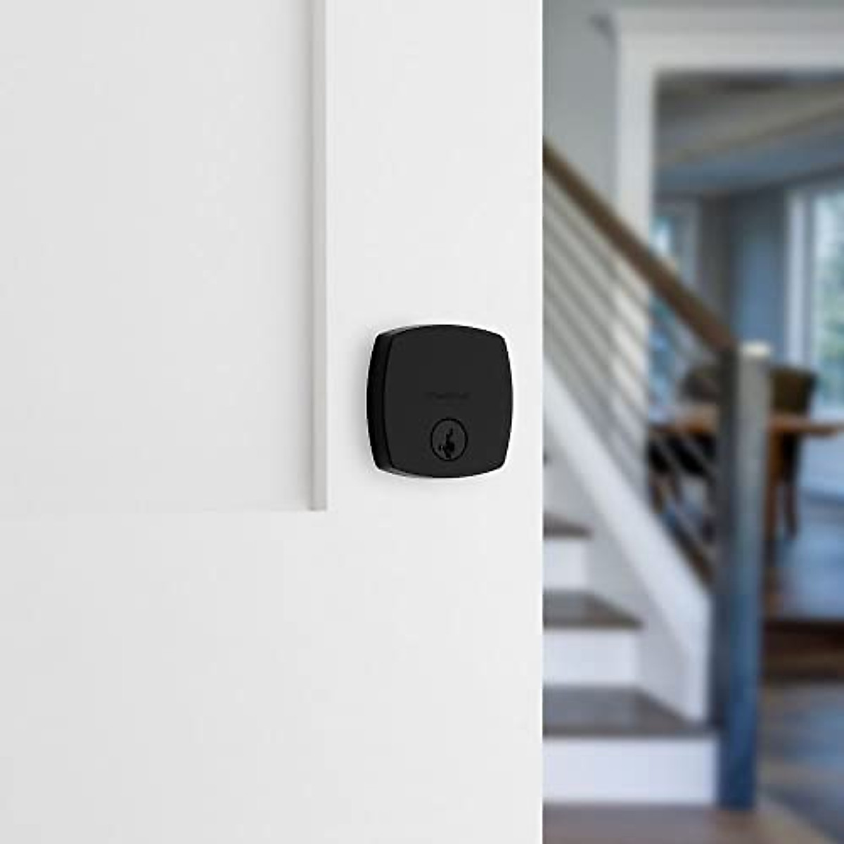 Kwikset Midtown Deadbolt Lock, Matte Black Modern Exterior Keyed Front Entry Door, Pick Resistant SmartKey Rekey Security, Single Cylinder Dead Bolt, with Microban Protection