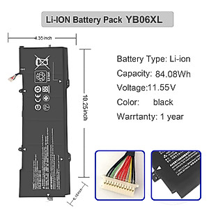 Gomarty YB06XL HSTNN-DB8H Laptop Battery for HP Spectre X360 15-CH000 15T-CH000 15-CH000NA 15-CH011DX 15-CH011NR CH001TX CH005NG CH015ND CH034NG Series 926427-271 928372-855 926372-855 TPN-Q200
