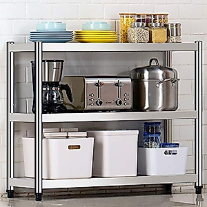 LIZI Racks 3 Tier Shelf Shelving Units,Multi-Purpose 201 Stainless Steel Small Storage Rack,Load-Bearing 153kg Per Floor,for Kitchen Livingroom Bathroom Office (Size : 90X45X80CM)