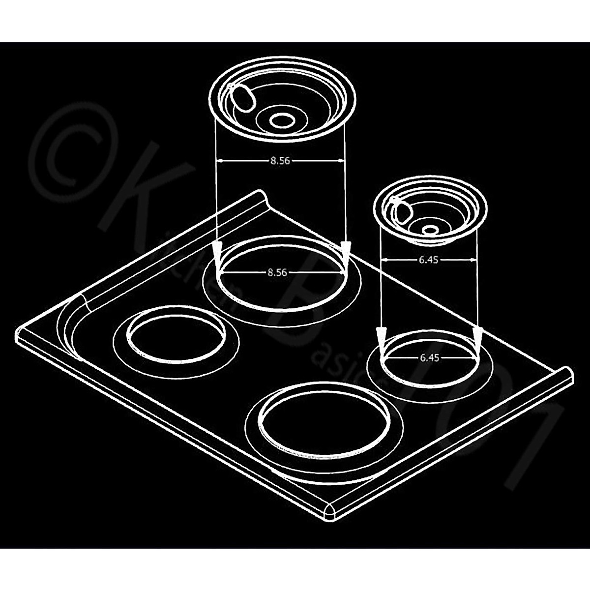 KITCHEN BASICS 101 Made in the USA WB31M20 WB31M19 Replacement Range Cooktop Porcelain Drip Pans for GE 2 6-Inch & 2 8-Inch Pans, 4 Pc