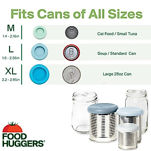 Food Huggers 3 Can Covers | Reusable Can Lids Snugly Seal Cans and Jars | 100% Food Grade Durable Silicone | Plastic Free (Blue)