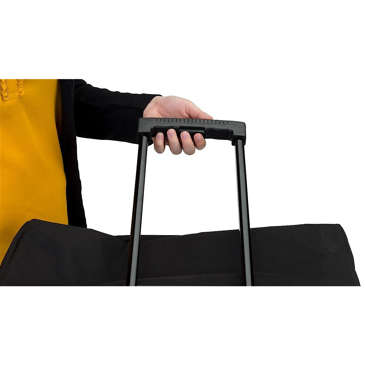 Displays2go, Rollable Carpet Black Carry Bag, Wheels, Aluminum and Canvas Construction - Black (SOCASE01)