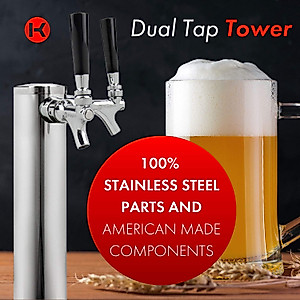 Kegco 3PK309X-2 Keg Dispenser, 2 Tap, Black Stainless Steel