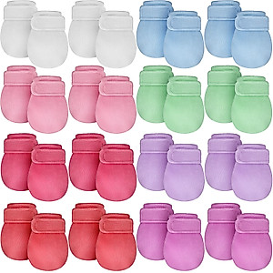 16 Pairs Adjustable Baby Mittens No Scratch Newborn Cotton Breathable Gloves Warm Baby Mitts for Boys Kids