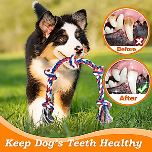 TUAHOO Dog Toys for Aggressive Chewers, Tough Rope Chew Toys for Medium Large Breed, 3 Feet 5 Knots Indestructible Rope Tug of War Dog Toy for Boredom, Teeth Cleaning