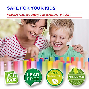 Dominolocity 1,100 Piece Wooden Dominoes Set - Colored Bulk Racing and Rally Building Blocks Kit, Colorful Wood Plain Blank Tiles Design for Stacking, Toppling, and Tumbling Races