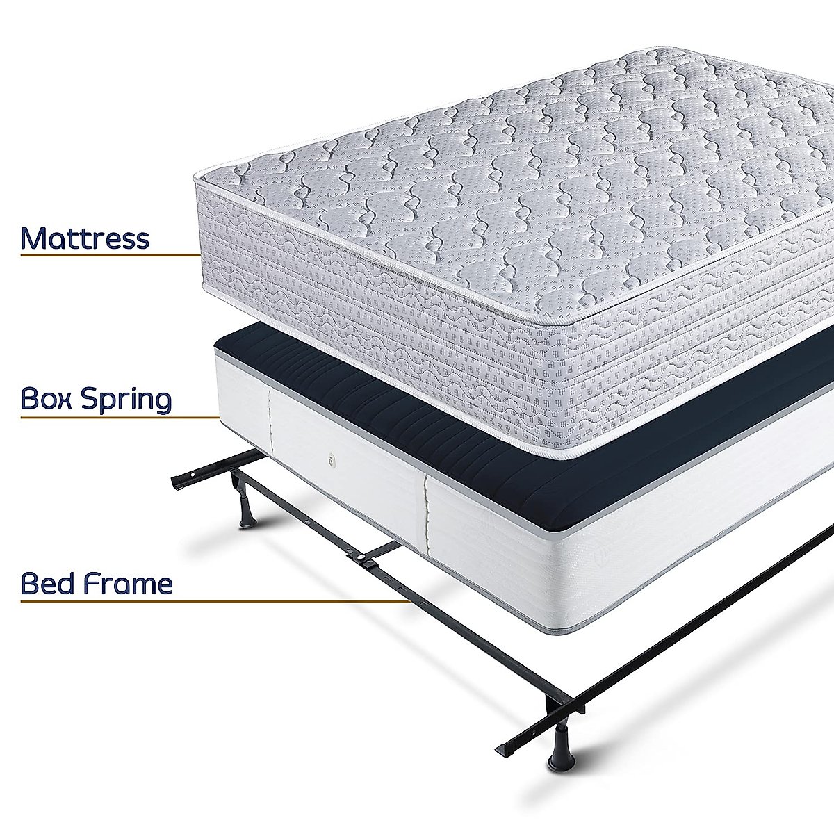 Clara Clark Adjustable Bed Rails - Metal Adjustable Bed Frame with Bed Center Support Leg - 5.25” H Low Bed Frame - Expands from Twin Size Bed Frame to Full Bed Frame, Metal Queen Bed Frame, Black