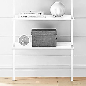 ACLULION 5 Tier Wall Mounted Ladder Shelves, Industrial Ladder Bookcase with Metal Frame and Wood Shelf, Modern Learning Bookshelf for Living Room, Bedroom, Office (24" W x 12" D x 71" H, White)