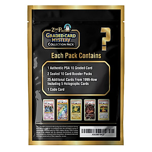 Pokemon TCG: Graded Card Mystery Power Pack - Gold Edition - 1 PSA 10 Graded Card + 25 Additional Cards with 5 Holofoils - 1 First Edition Card + 2 Factory Sealed 10 Card Booster Packs + 1 Code Card