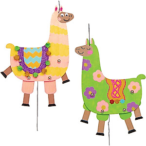 Baker Ross AT507 Lovely Llama Wooden Puppet Kits - Pack of 4, Story Telling, Woodcraft Painting for Kids, Great for Art Parties, Schools and Festive Crafting Activities