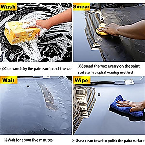 HEYJOY Solid Ceramic Coating Crystal Car Wax Kit Polish Wax Quick Easy Removes Deep Scratches and Stains with Free Waxing Sponge and Towel(200g)