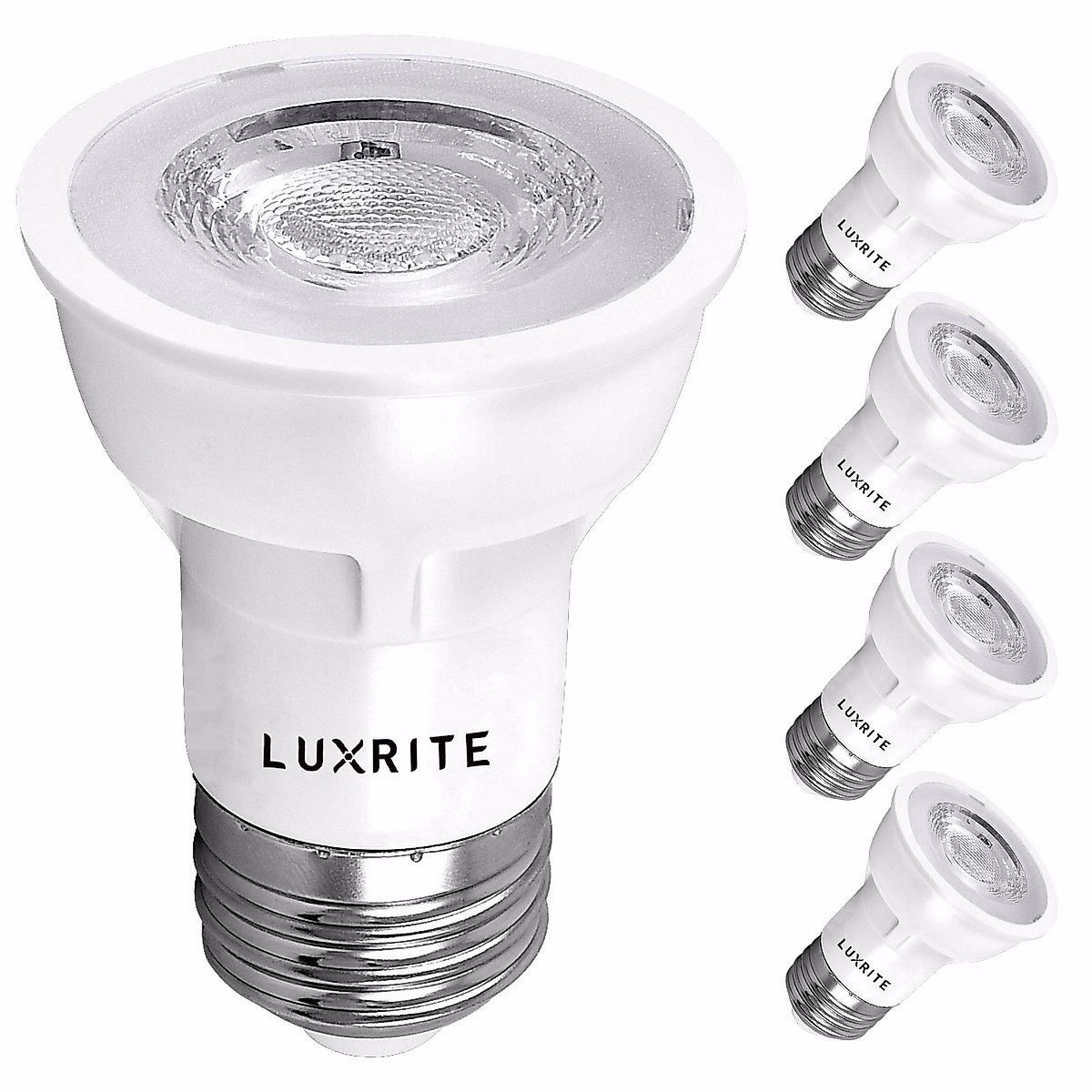 LUXRITE PAR16 LED Bulb, 5.5W (50W Equivalent), 4000K Cool White, 450 Lumens, Dimmable Spot Light, Enclosed Fixture Rated, 40° Beam Angle, ETL, Damp Rated, E26 Medium Base (4 Pack)