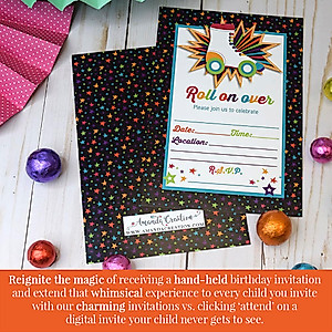 Roller Skating Birthday Party Invitations, 20 5x7 Fill In Cards with Twenty White Envelopes by AmandaCreation
