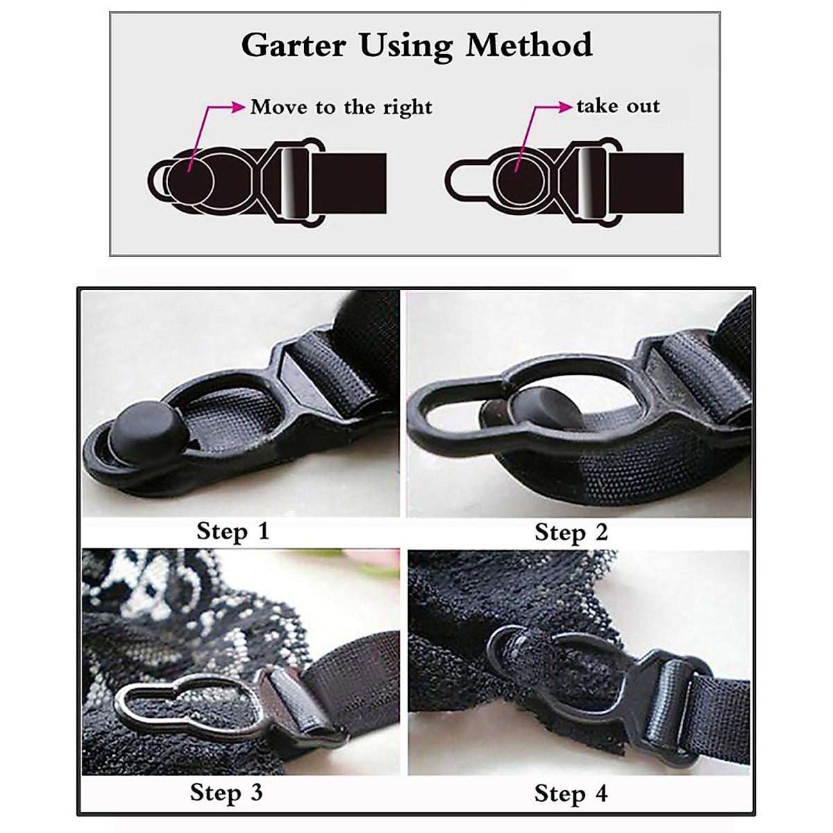 TAKIYA Womens Lace Garter Belt Panties & Sheer Stockings 3 Pieces Lingerie Sets